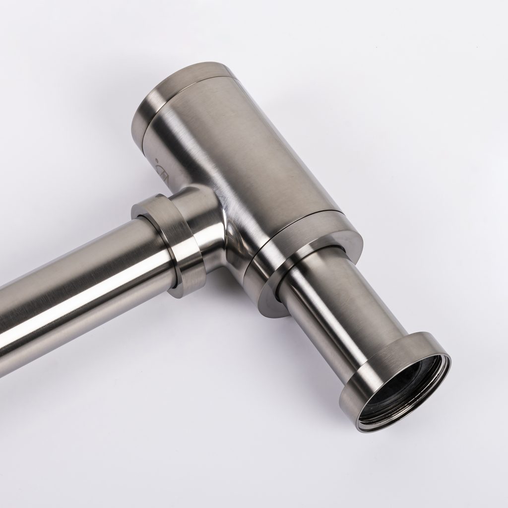 Kirk Brushed Steel P-Trap for Bathroom Sink - Ikou Inc.