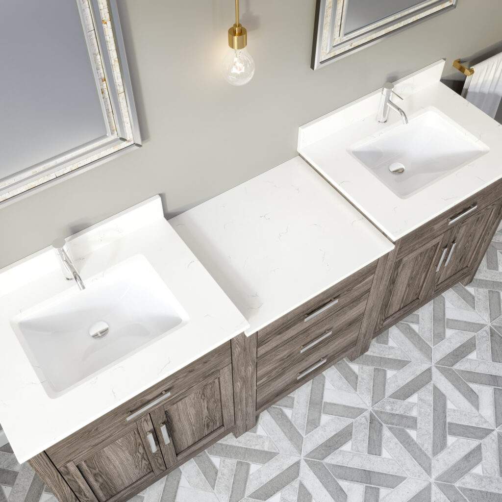 Katie 84 Bathroom Vanity w/Power Bar and Drawer Organizer - Ikou Inc.