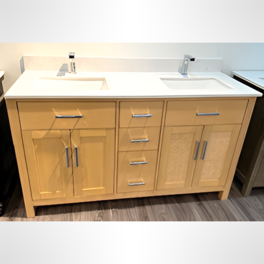 Katie 60 White Oak Bathroom Vanity - Ikou Inc.